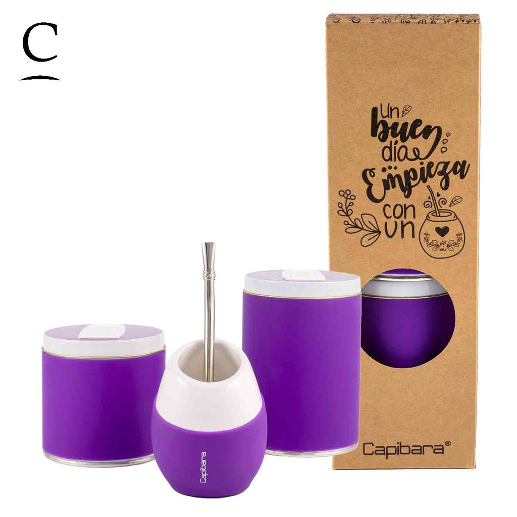 Capibara - Mate Kit (2 Tins + Ceramic Mate Gourd covered in Silicone ...